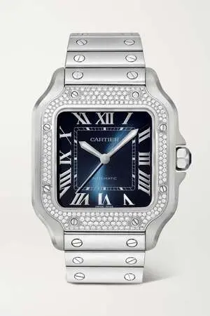 Cartier Santos De Automatic 35.1mm Stainless Steel And Diamond Watch
