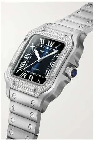 Cartier Santos De Automatic 35.1mm Stainless Steel And Diamond Watch