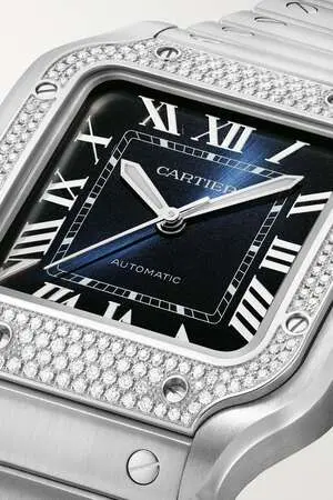Cartier Santos De Automatic 35.1mm Stainless Steel And Diamond Watch
