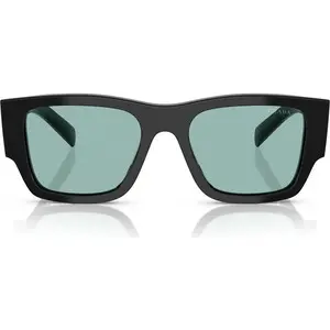 Prada Prada 54mm Square Sunglasses Black Green