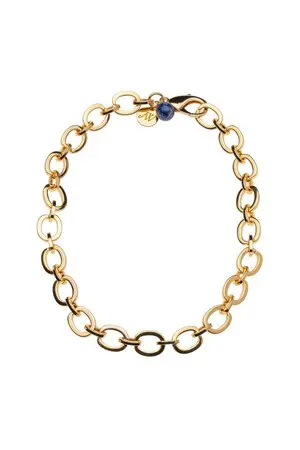 JANE WIN Chunky Link Chain With Lapis Bead 18 - Gold