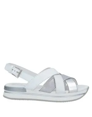 Hogan Leather Slingback Flatform Sandals