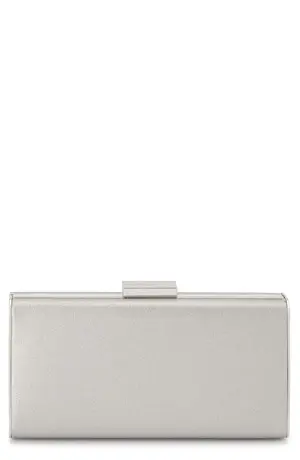 OLGA BERG Metallic Box Clutch With Chain Strap - Silver