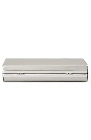 OLGA BERG Metallic Box Clutch With Chain Strap - Silver
