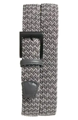 Torino Braided Chevron Stretch Belt - Grey Multi