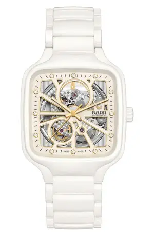 RADO True Square Open Heart Automatic Bracelet Watch - White
