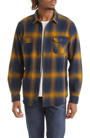 Rip Curl Count Plaid Cotton Flannel Button-up Shirt Blue/ Gold