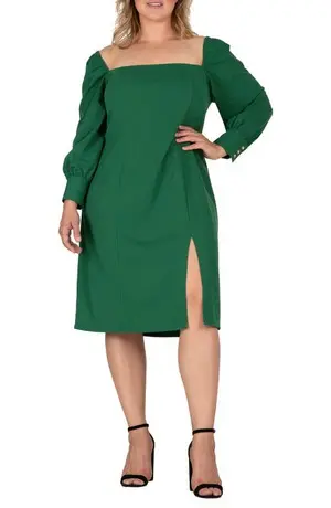 STANDARDS & PRACTICES Long Sleeve Off-the-shoulder Slit Dress