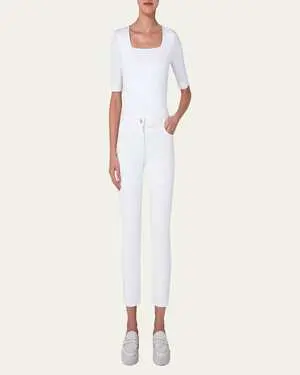 Akris Maru Slim-leg Ankle Stretch Denim Pants - Cream
