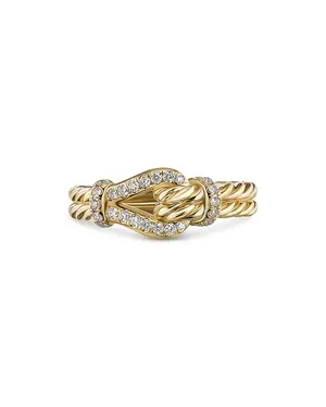 David Yurman 18k Yellow The Thoroughbred Diamond Loop Ring