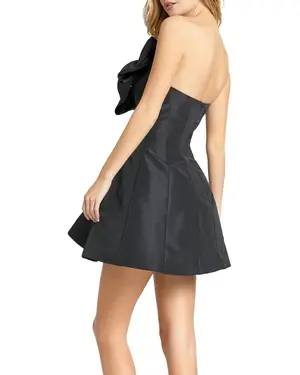 Mac Duggal Strapless Mini Dress With Bow - Black