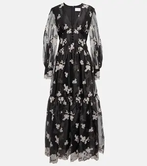 Erdem Tabetha Floral Embroidered Silk Dress