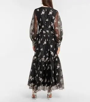 Erdem Tabetha Floral Embroidered Silk Dress