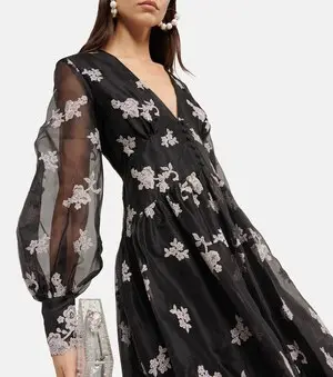 Erdem Tabetha Floral Embroidered Silk Dress