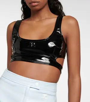 COURREGES Courrèges Faux Leather Cutout Crop Top