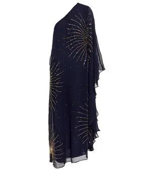 Rixo Liza Embellished One-shoulder Maxi Dress