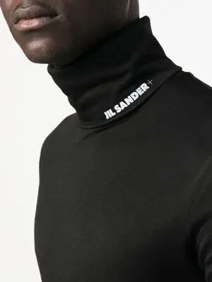 JIL SANDER Logo-print Roll-neck Jumper - Black