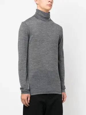 JIL SANDER Logo-print Roll-neck Jumper - Grey