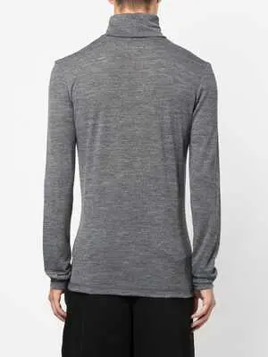 JIL SANDER Logo-print Roll-neck Jumper - Grey