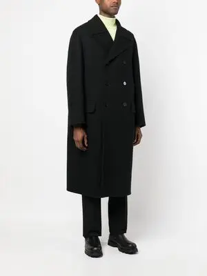 JIL SANDER Double-breasted Virgin Wool Coat - Black