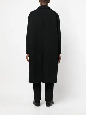 JIL SANDER Double-breasted Virgin Wool Coat - Black