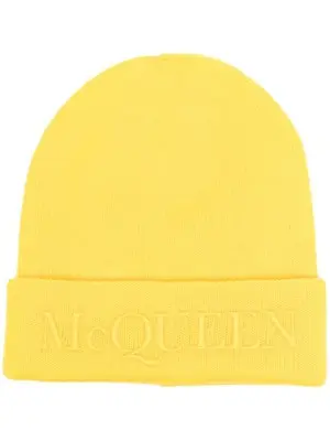 Alexander McQueen Logo-Embroidered Cashmere Beanie Yellow
