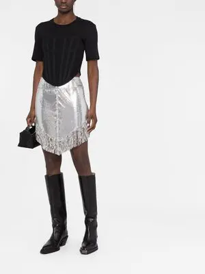 Rabanne Buttoned Fringed Miniskirt