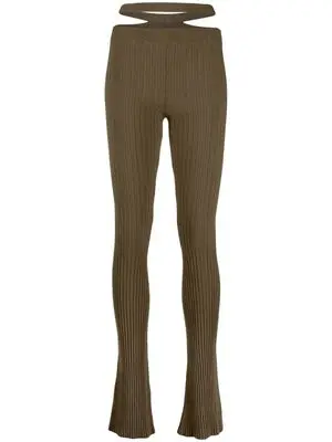ANDREĀDAMO Ribbed-knit Trousers - Green