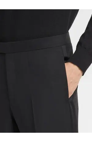 Zegna Flat Front Wool & Mohair Tuxedo Trousers