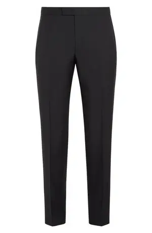 Zegna Flat Front Wool & Mohair Tuxedo Trousers