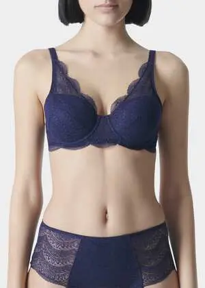 Simone Perele Karma 3d Molded Bra With Triangle Lace Midnight