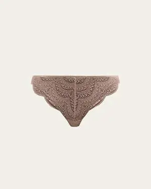 Simone Perele Karma Lace Tanga Briefs - Peau Rose