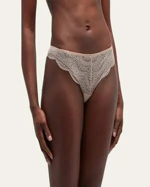 Simone Perele Karma Lace Tanga Briefs - Peau Rose