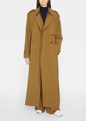 THE ROW Yeli Double-Breasted Wool Trench Coat - Moss