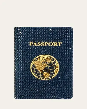 Judith Leiber Allover Crystal Passport Holder Navy