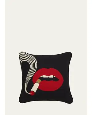 Jonathan Adler Lips Smolder Needlepoint Throw Pillow 18 - Multi