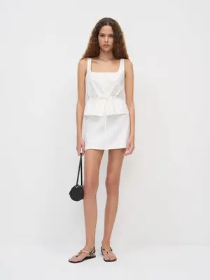 REFORMATION Veranda Linen Mini Skirt - Ivory