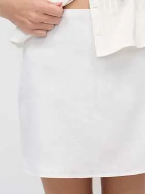 REFORMATION Veranda Linen Mini Skirt - Ivory