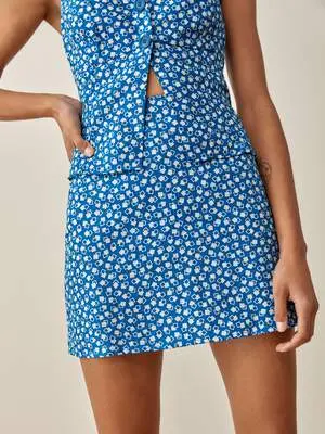 REFORMATION Reformation Veranda Linen Mini Skirt Samba