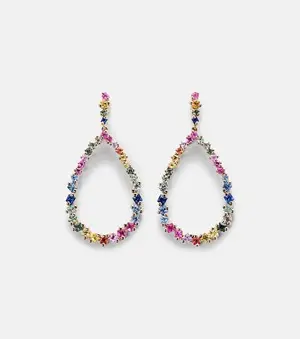 SUZANNE KALAN 18kt Rose Gold Drop Earrings With Sapphires - Multicoloured