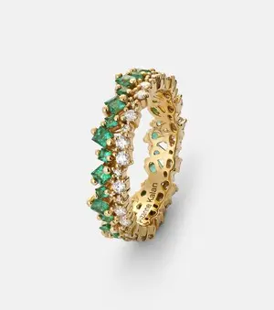 SUZANNE KALAN 18kt Ring With Diamonds And Emeralds