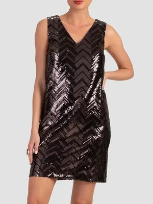 Trina Turk Glitterati Zigzag Sequin Sleeveless Minidress