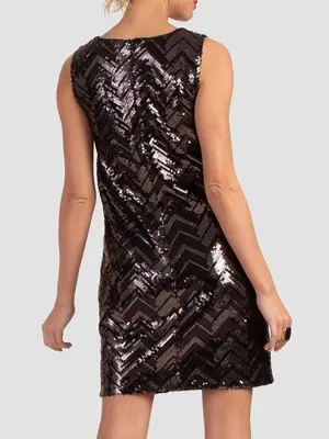 Trina Turk Glitterati Zigzag Sequin Sleeveless Minidress