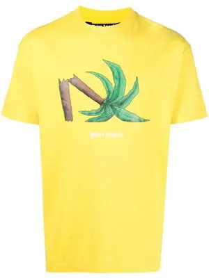Palm Angels Broken Palm Print T-shirt - Yellow