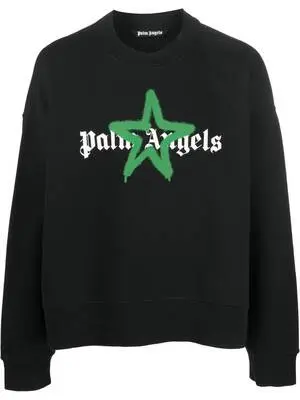 Palm Angels Logo-print Crew-neck Sweatshirt - Black