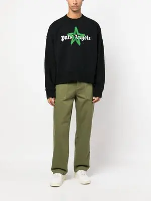 Palm Angels Logo-print Crew-neck Sweatshirt - Black