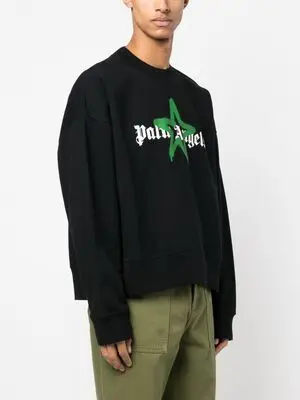 Palm Angels Logo-print Crew-neck Sweatshirt - Black