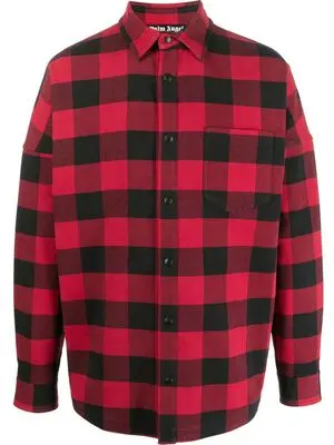 Palm Angels Logo-print Checked Shirt - Red