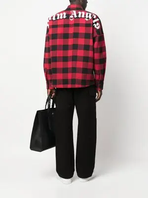 Palm Angels Logo-print Checked Shirt - Red