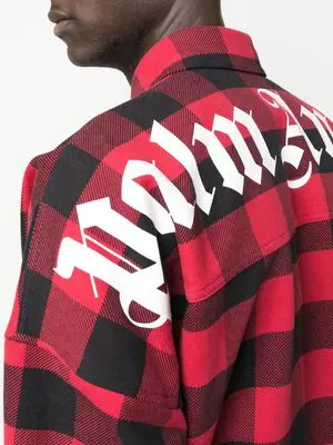 Palm Angels Logo-print Checked Shirt - Red